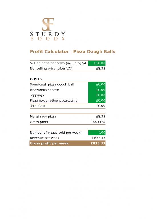 Cost Sheet Format In Excel 42187 Sturdy Foods Profit Calculator