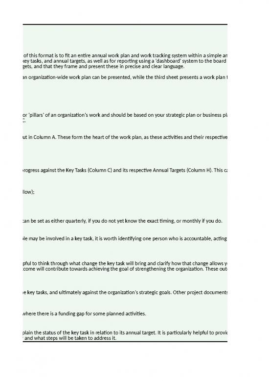 Excel Sample Sheet 41452 | Annual Work Plan Template Syfs