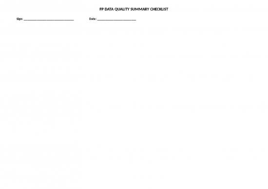 Excel Sample Sheet 41650 | Fp Data Quality Assessment Checklist