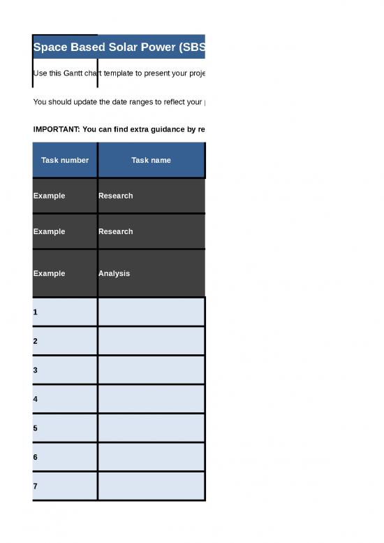 Excel Sample Sheet 42120 | Space Based Solar Power Gantt Chart Template