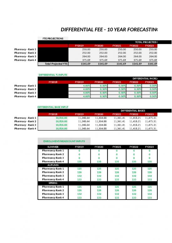 Excel Sample Sheet 41094 | 24 10 Year Differential Fee Forecasting Model V3