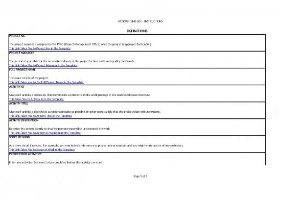 Excel Sample Sheet 42252 | Activity List Template