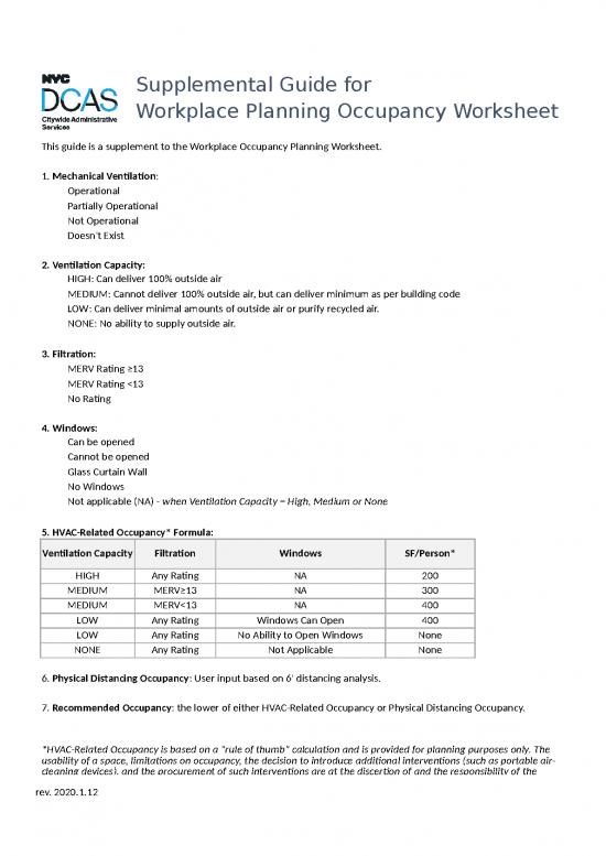 Excel Sample Sheet 41581 | Occupancy Assessment Worksheet (template For ...