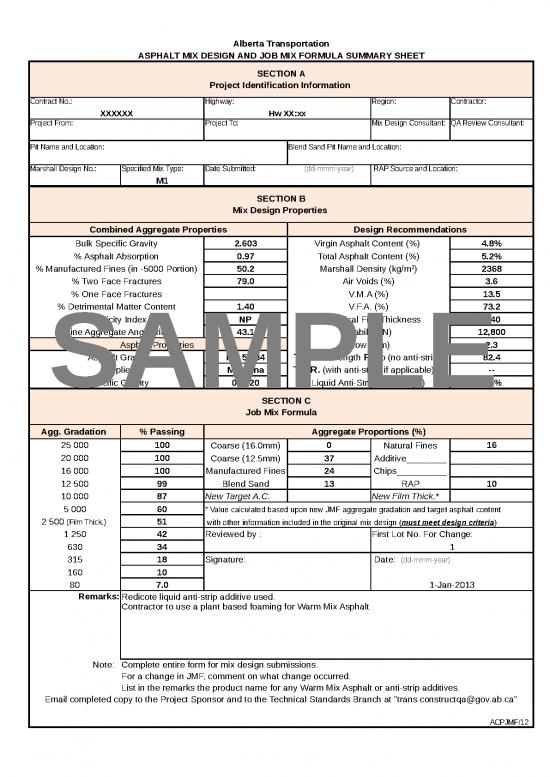 Contractor Excel Template 41675 | Trans B 07 Asphalt Mix Design And Jmf ...