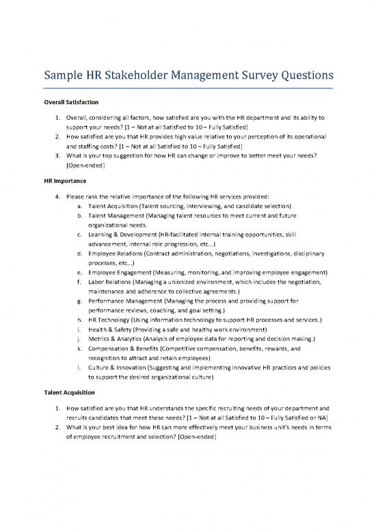The Environment Pdf 43877 | Hr Stakeholder Management Sample Survey