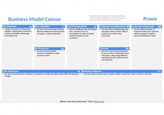 Business Spread Sheet 42669 | Business Model Canvas Template 1