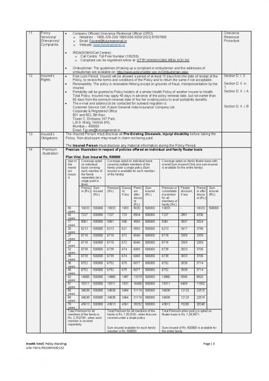 Schedule Pdf 44035 | Health Total Policy Wordings