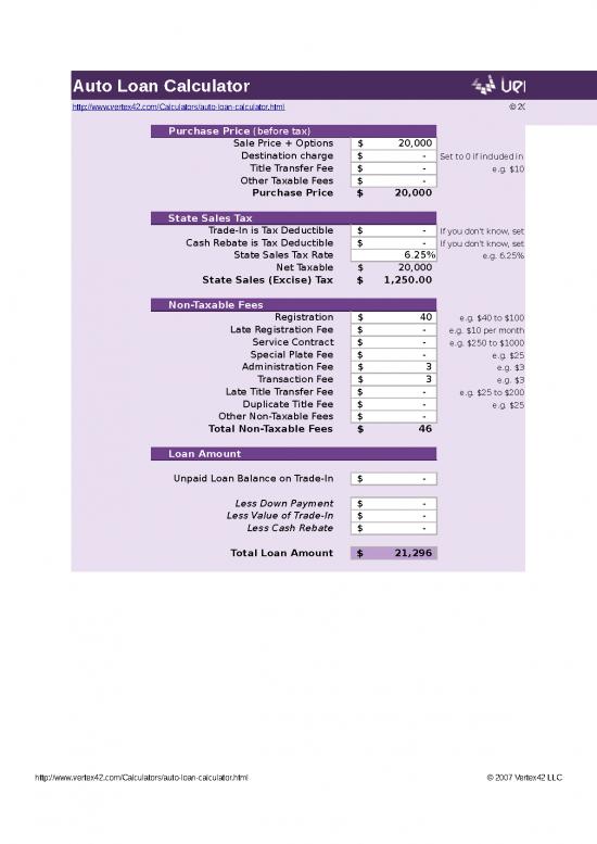 Spreadsheet Calculator 46218 Auto Loan Calculator Spreadsheet Calculator 46218 Auto Loan Calculator