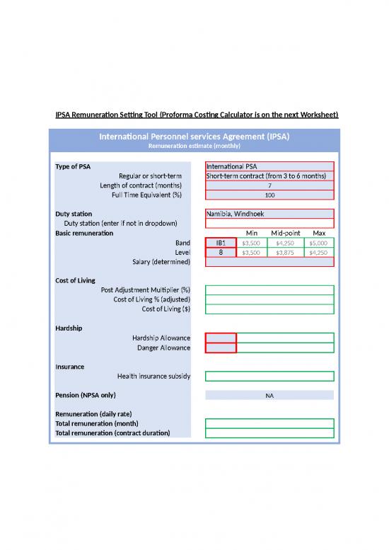 Spreadsheet Calculator 46213 | Psa Remuneration Setting Tool