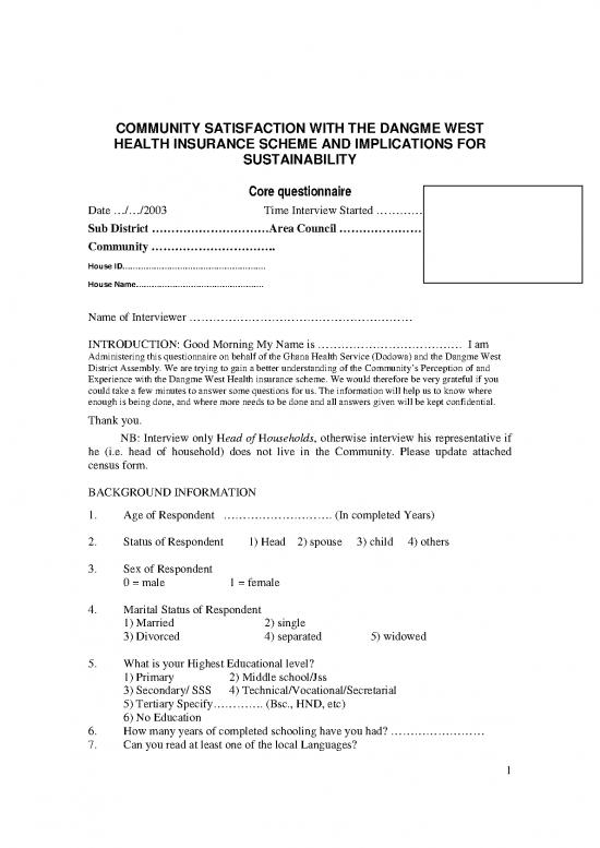 Therapeutic Community Pdf 44464 | Sample Dss Health Insurance Survey Form