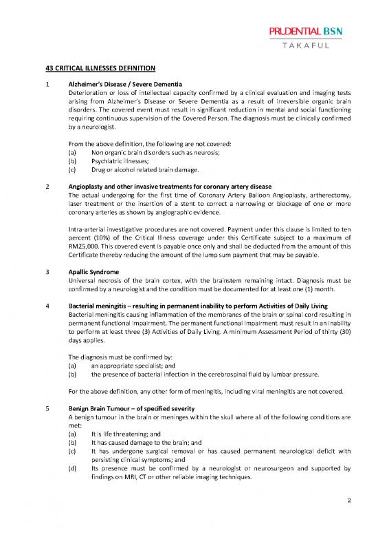 Critical Illnesses List En