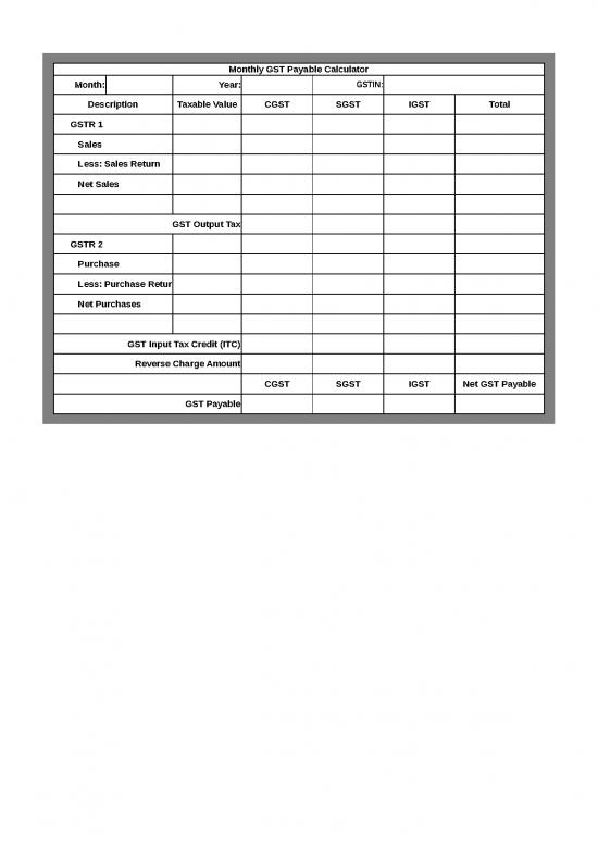 Spreadsheet Calculator 46245 | Gst Payable Calculator