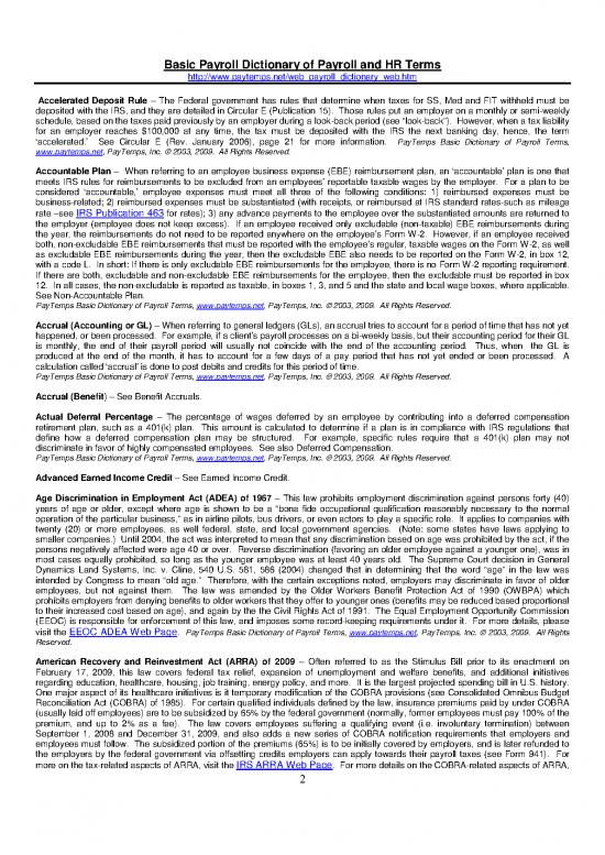 Payroll Dictionary Of Payroll And Hr Terms