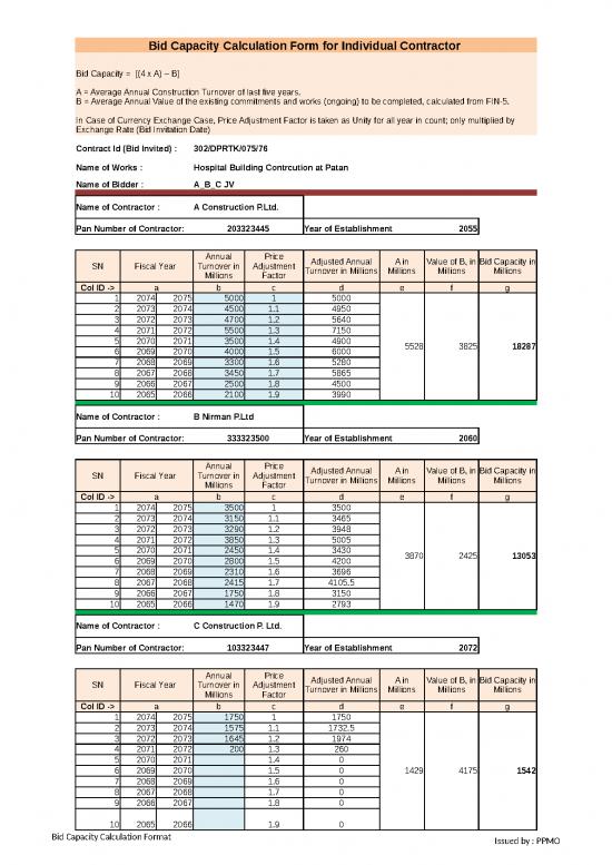 Sample Contract For Construction 46270 | Sample Format For Bid Capacity ...