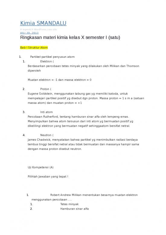 Materi Kelas 10 Semester 1 - Ringkasan Materi Kimia