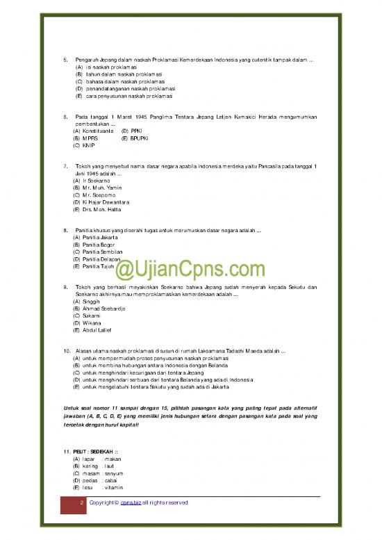 Kumpulan Soal Cpns Pdf 5030 | Latihan Soal Tes Cpns Jalur Umum