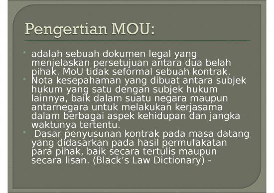 Mou - Pembuatan Memorandum Of Understanding Mou