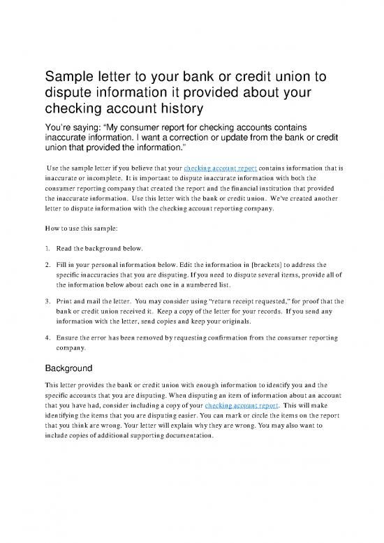Letter Pdf 47759 | 201602 Cfpb Sample Letter To Your Bank Or Credit ...
