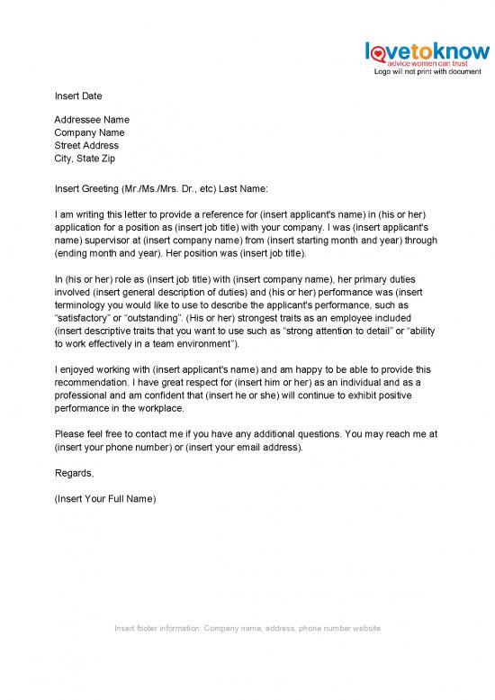 Letter Pdf 47623 | 613 Sample Business Reference Letter Former Employee