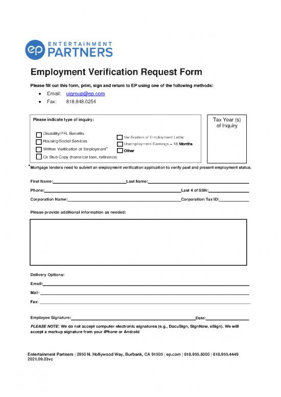 Application Format Pdf 47700 | Employment Verification Request Form