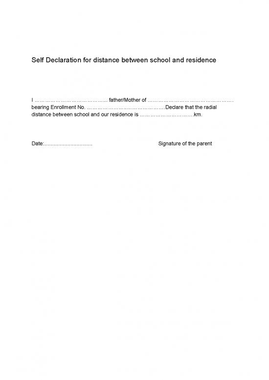 Format Self Declaration Distance Between School And Residence 1