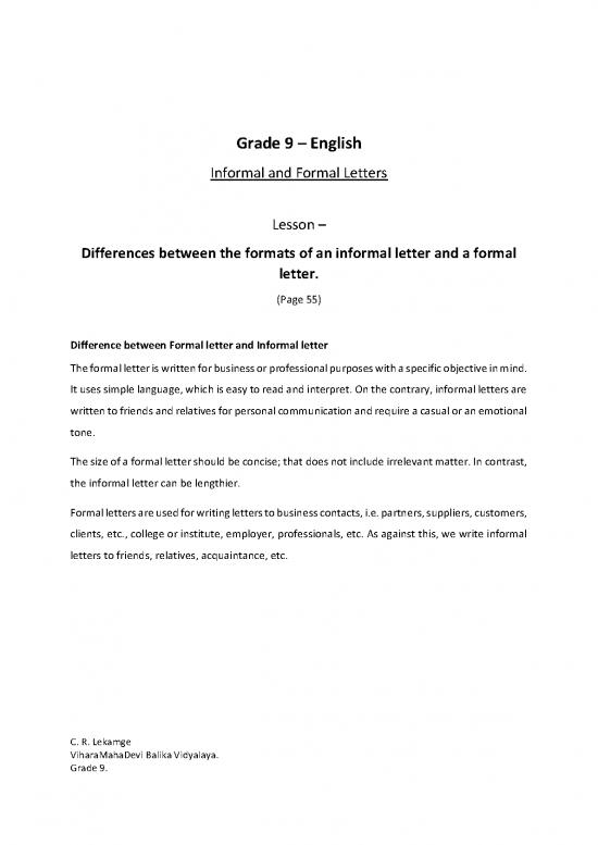 Letter Pdf 48303 Grade 9 English Formal And Informal Letters