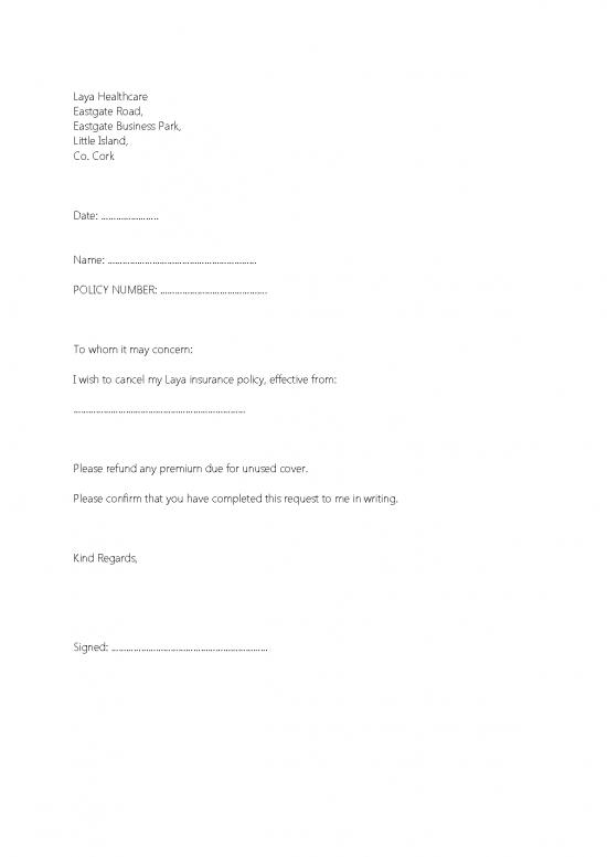 Laya Cancellation Letter