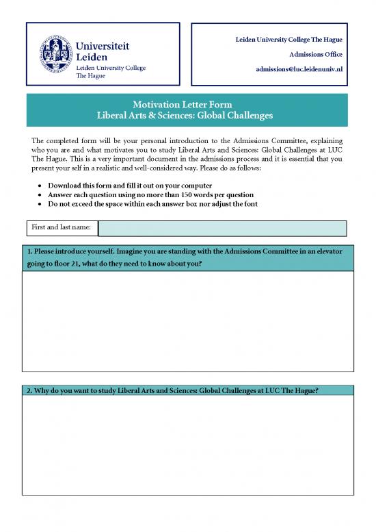 Letter Pdf 49250 | Luc Motivation Letter Form 2019 2020