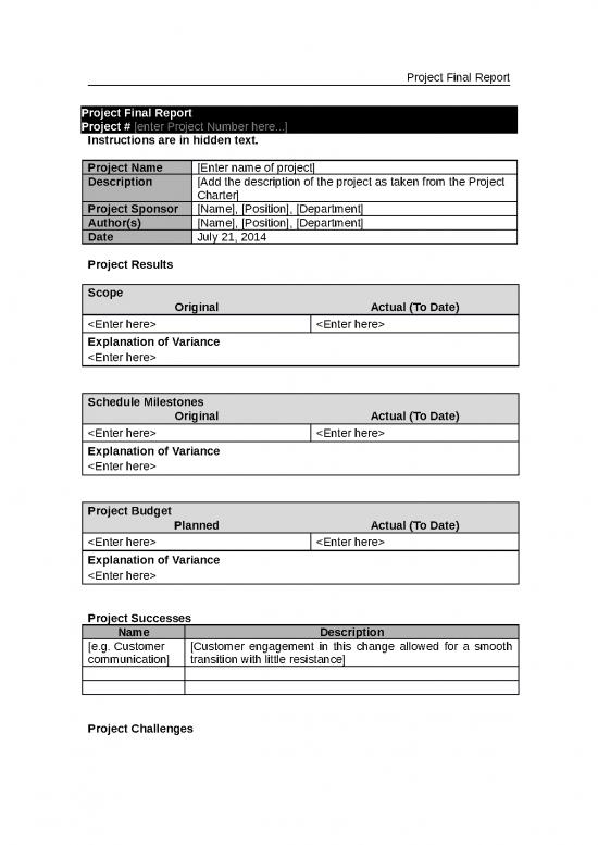 Report Template Doc 47130 | Projectfinalreporttemplate