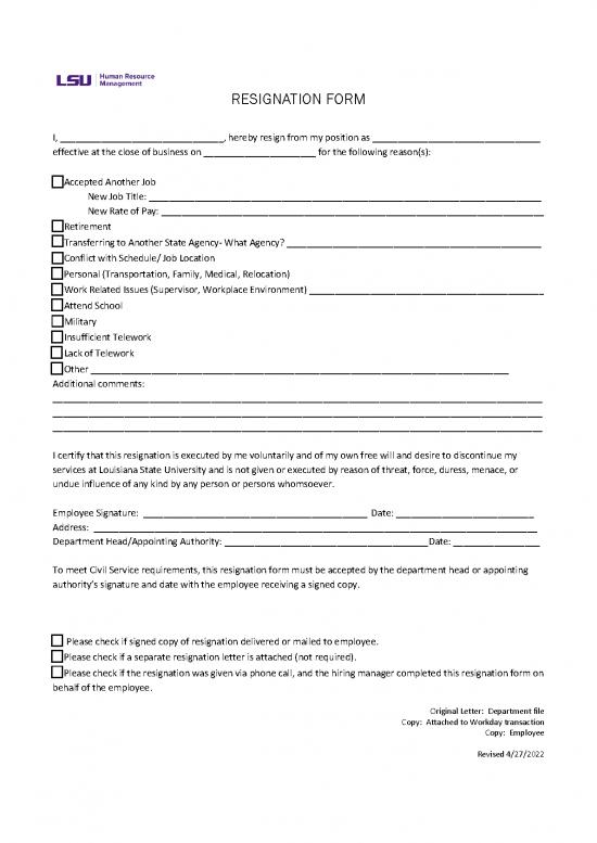 The Environment Pdf 48850 | Resignation Separation Form