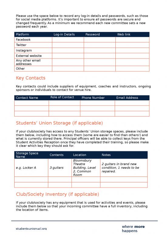 Club Society Committee Handover Template 2021 22