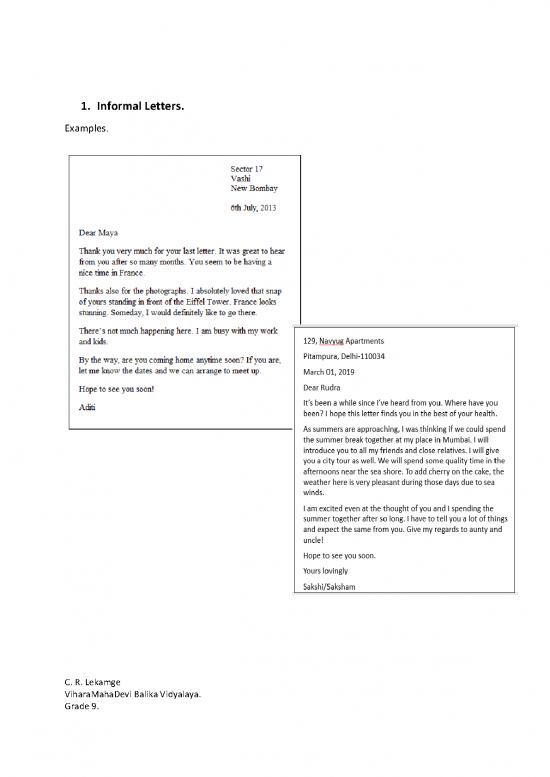 Letter Pdf 48303 | Grade 9 English Formal And Informal Letters