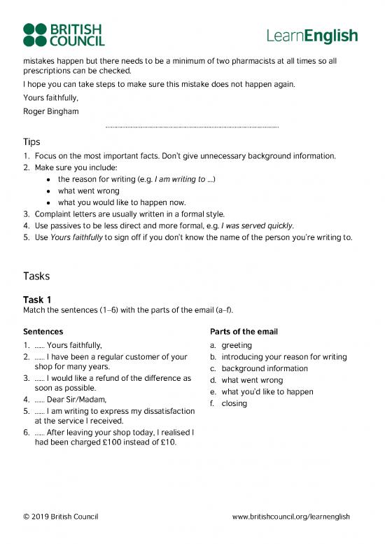 Letter Pdf 47930 | Learnenglish Writing B2 A Letter Complaint