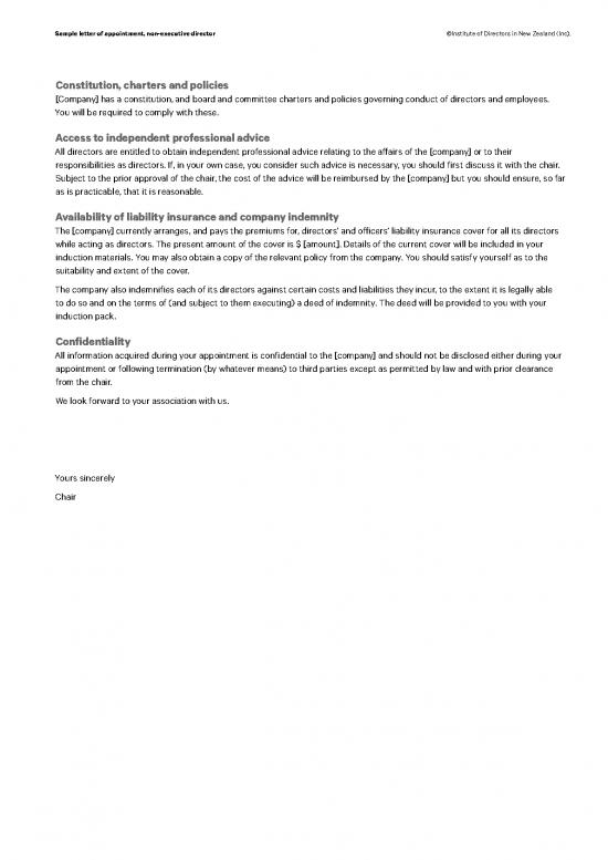 Letter Pdf 48758 | Institute Of Directors Letter Of Appointment Non ...