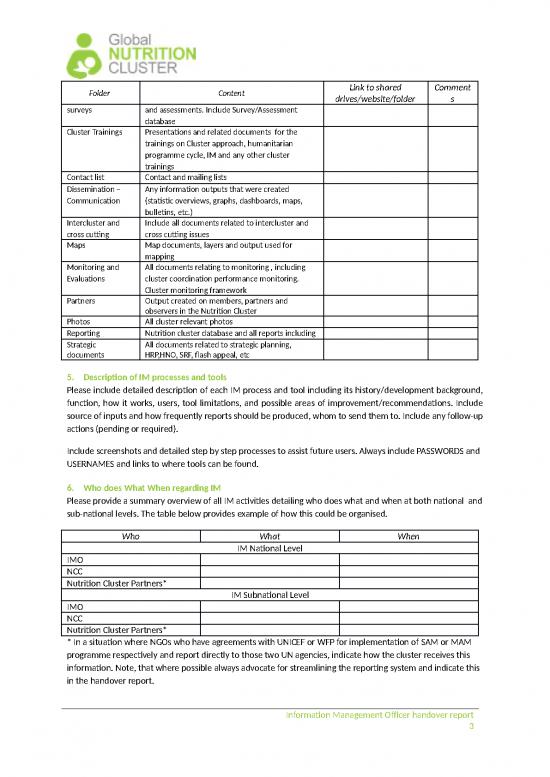Report Template Doc 47166 | Nc Imo Handover Report Template