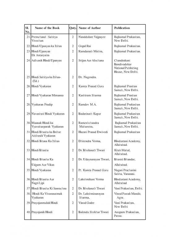 All Departments Book List