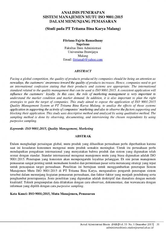 Iso 9001 Pdf 53998 208956 Analisis Penerapan Sistem Manajemen Mutu
