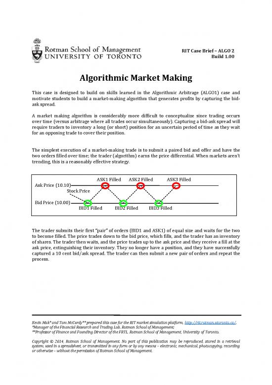 Inventory Pdf 52688 | Rit Case Brief Algo2 Algorithmic Market Making