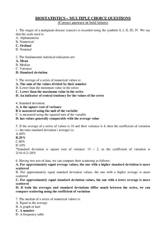 Mean Value Theorem Pdf 56029 Biostatistics Multiple Choice Questions