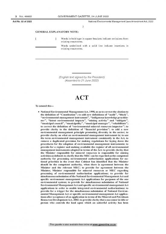 Environmental Management Act Pdf 55532 | Act No 2 Of 2022 National ... Environmental Management Act Pdf 55532 | Act No 2 Of 2022 National ...