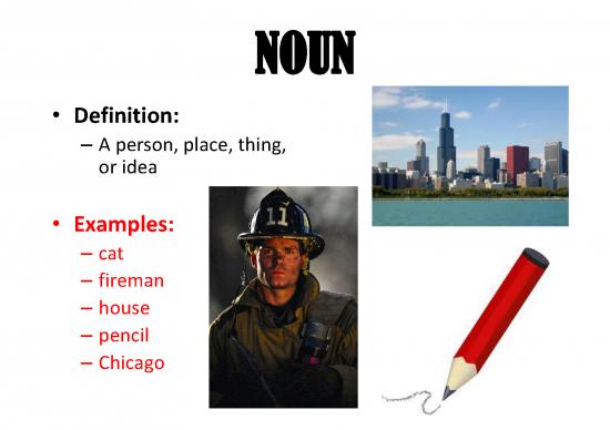 Parts Of Speech Sticky Note Definitons And Examples