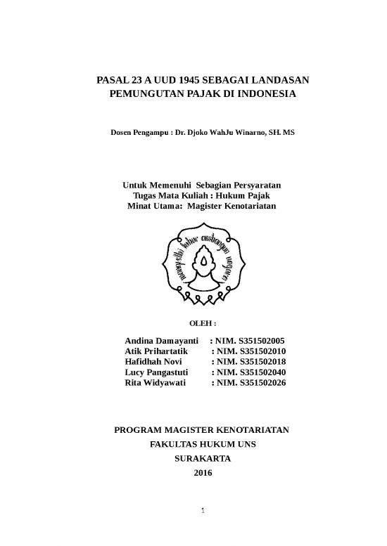 Pasal 23 A Uud 1945 Sebagai Landasan Pemungutan Pajak Di Indonesia Pasal 23 A Uud 1945 Sebagai Landasan Pemungutan Pajak Di Indonesia