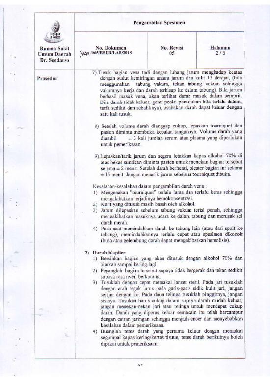 Sop Pengambilan Spesimen