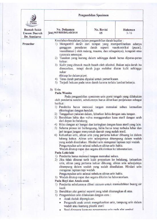 Sop Pengambilan Spesimen