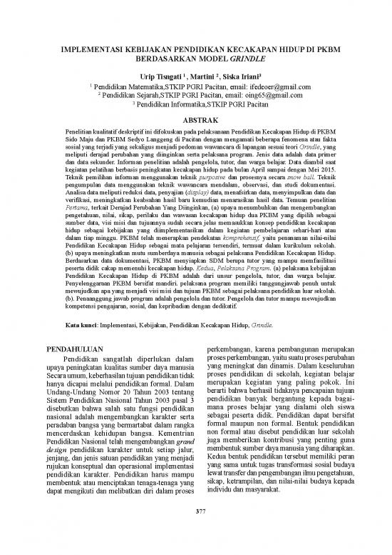 Bulan Pdf 60375 | Implementasi Kebijakan Pendidikan Kecakapan Hidup Di Pkbm