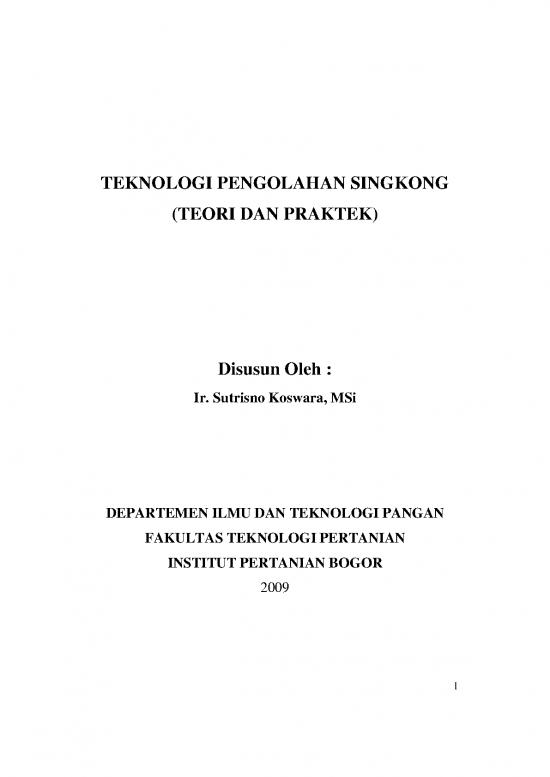 Teknologi Pengolahan Singkong Teori Dan Praktek Teknologi Pengolahan Singkong Teori Dan Praktek