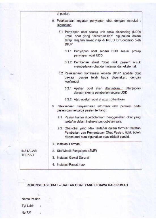 Rekonsiliasi Obat 62453 | Sop Rekonsiliasi Obat Medication Reconciliation