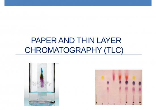 Paper And Thin Layer Chromatography Tlc