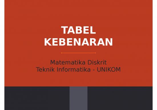 Tabel Kebenaran