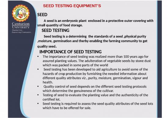 Information Ppt 66772 | Session 7 Seed Testing